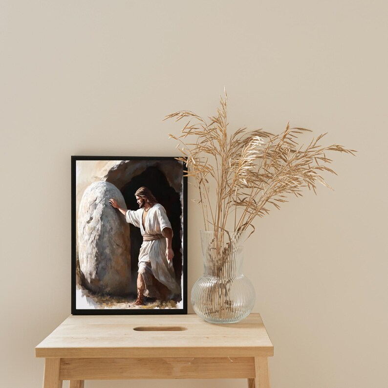 PRINTABLE Jesus Christ Resurrected, Easter Painting, Jesus Christ Leaving the Tomb, Jesus Alive ...