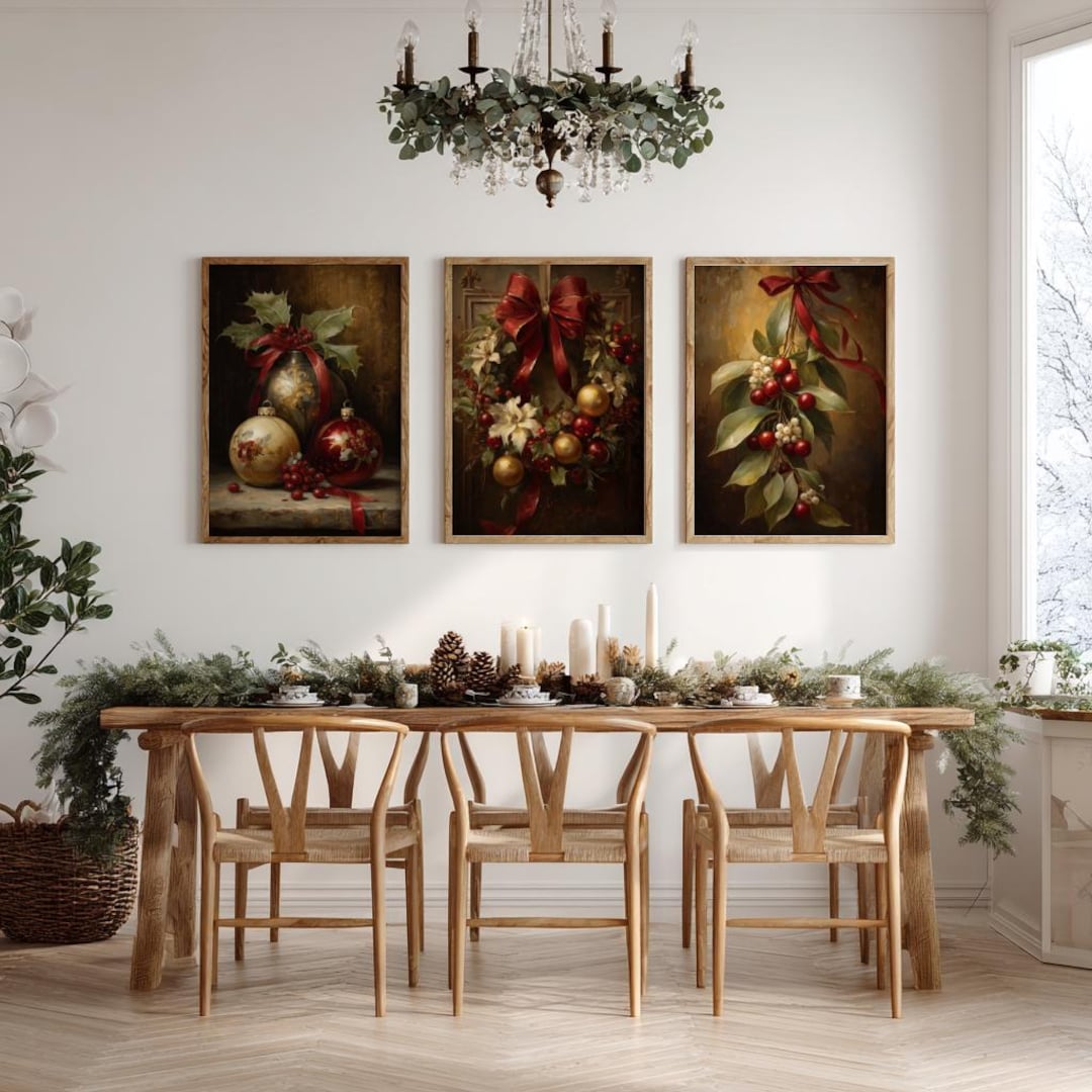 Christmas Wall Art, Festive Holiday Wall Decor, PRINTABLE Winter Set of ...