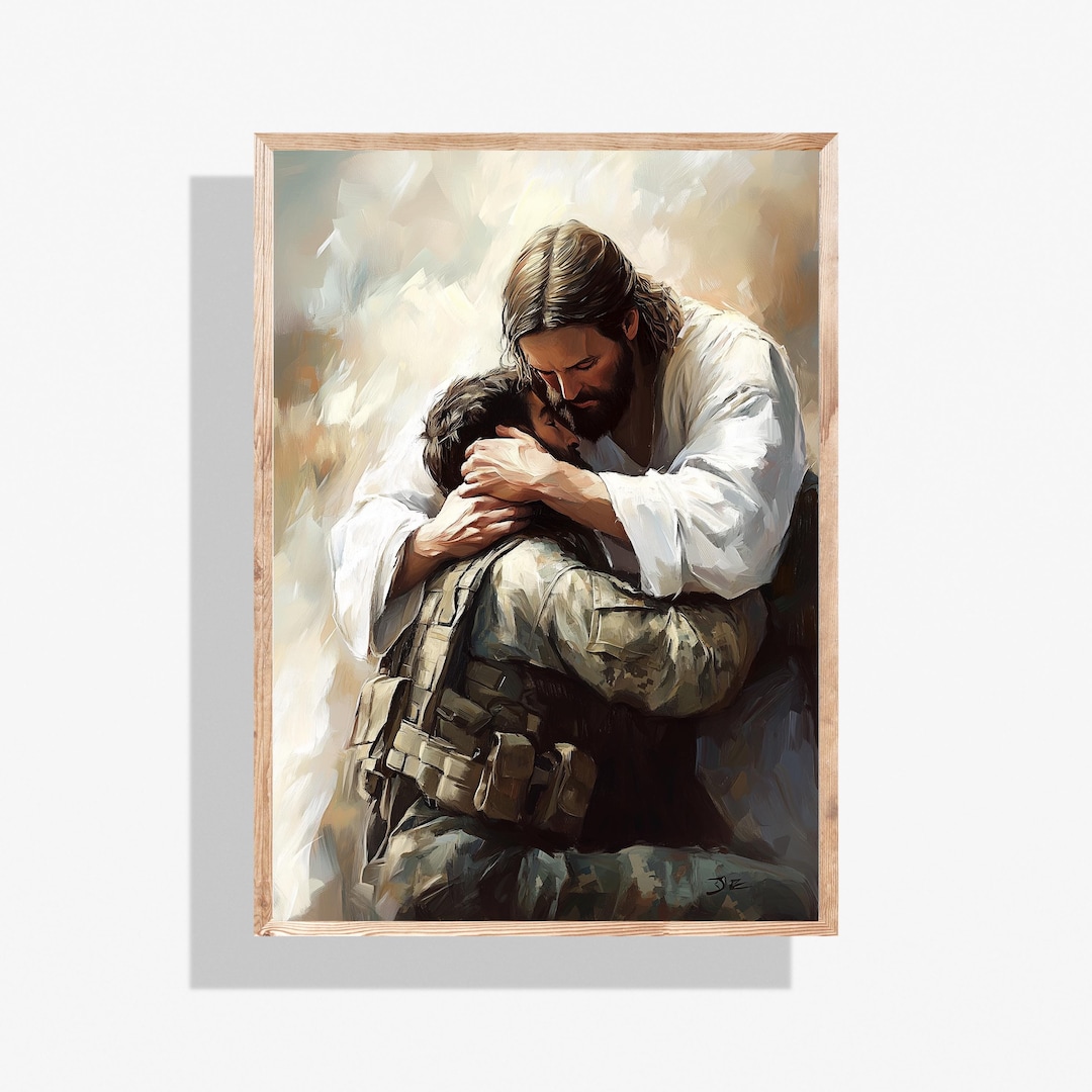 Jesus Protecting the Soldier | Digital Wall Art Gift for Him ...