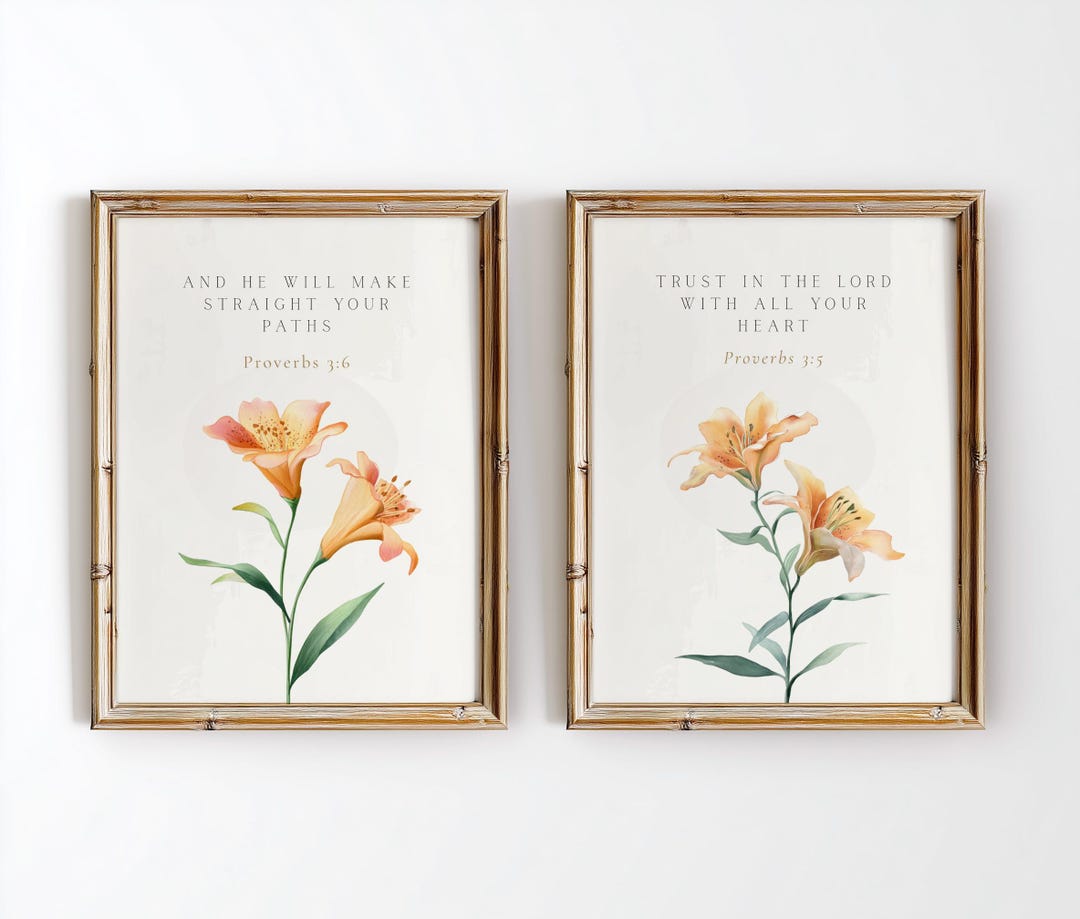 Proverbs 3 Bible Verse Print Set of 2 | Christian Wall Art Digital ...