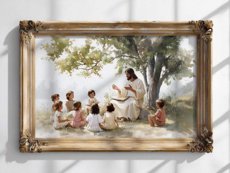 Jesus Teaching Children Art Print: Christian LDS Wall Decor (digital ...