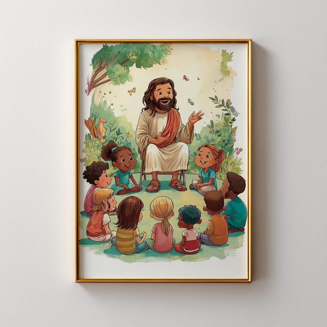 Jesus Teaching Children Art Print: Christian Bible Wall Art (digital ...