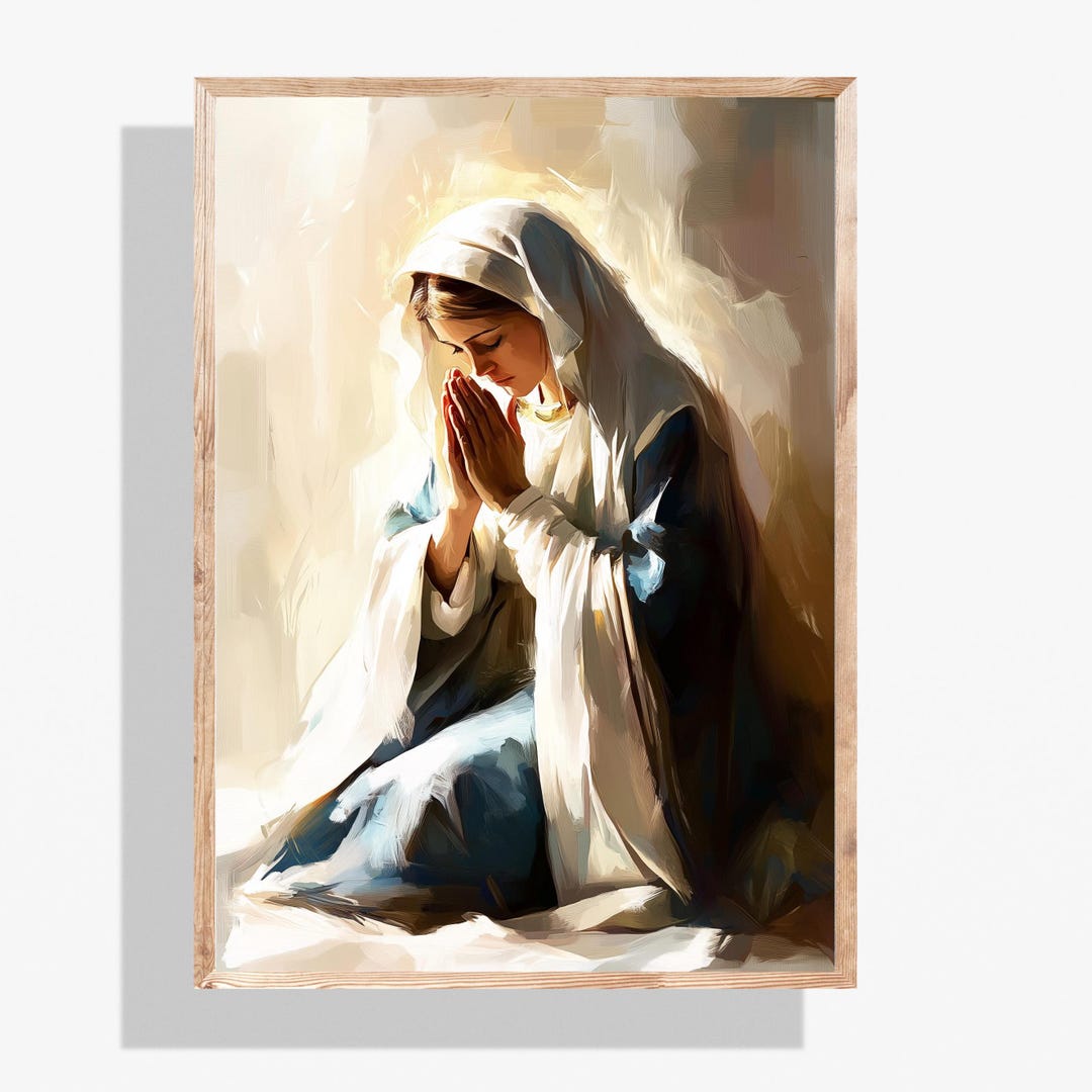 Mother Mary Praying Portrait, Christian Catholic Art Digital Download ...