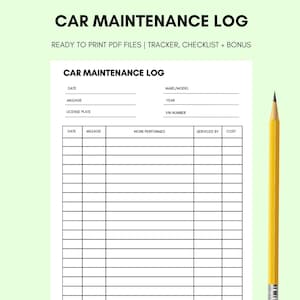 Car Maintenance Log Book - Etsy