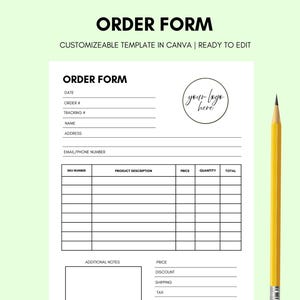 Order Form Template - Etsy