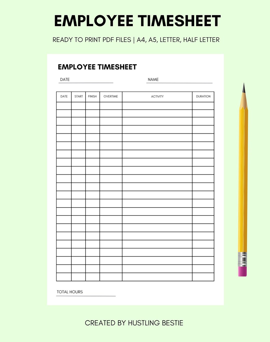 Employee Timesheet Printable - Etsy
