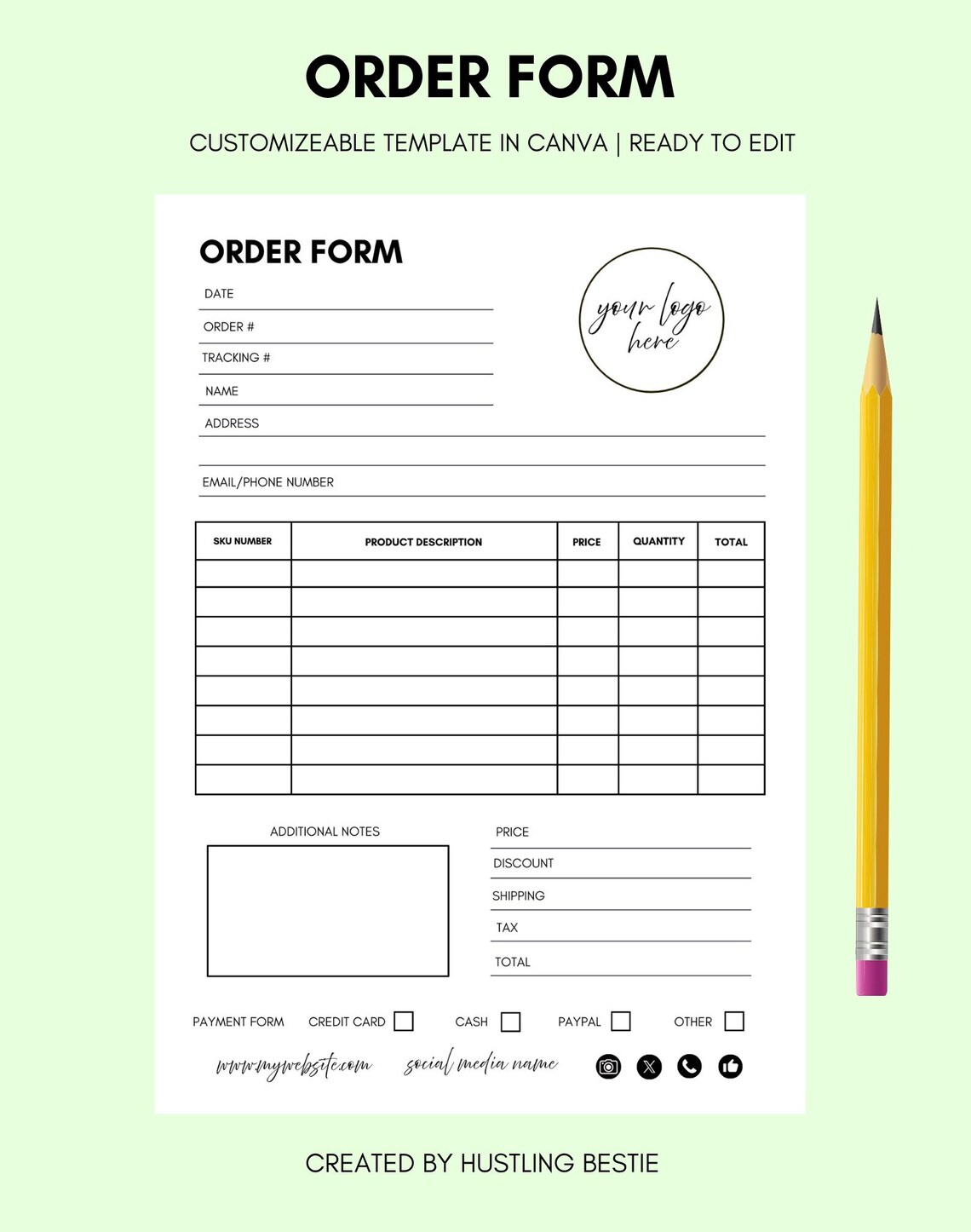 Order Form Template - Etsy
