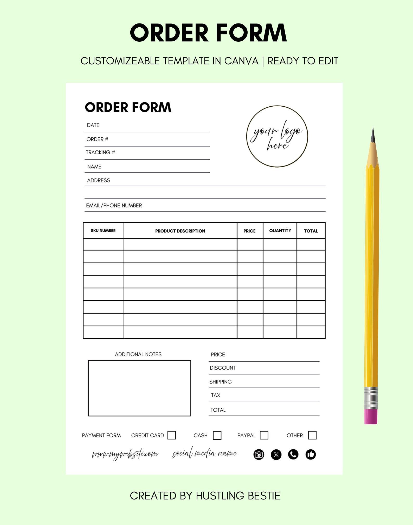 Order Form Template - Etsy