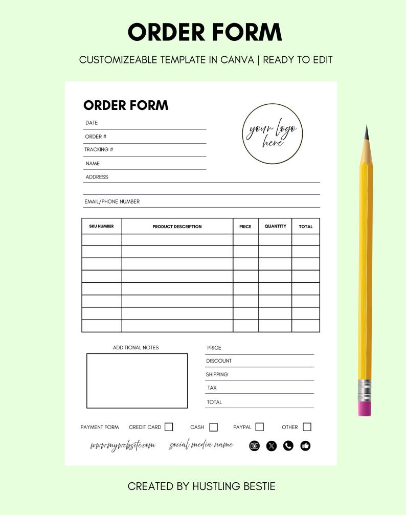 Order Form Template - Etsy