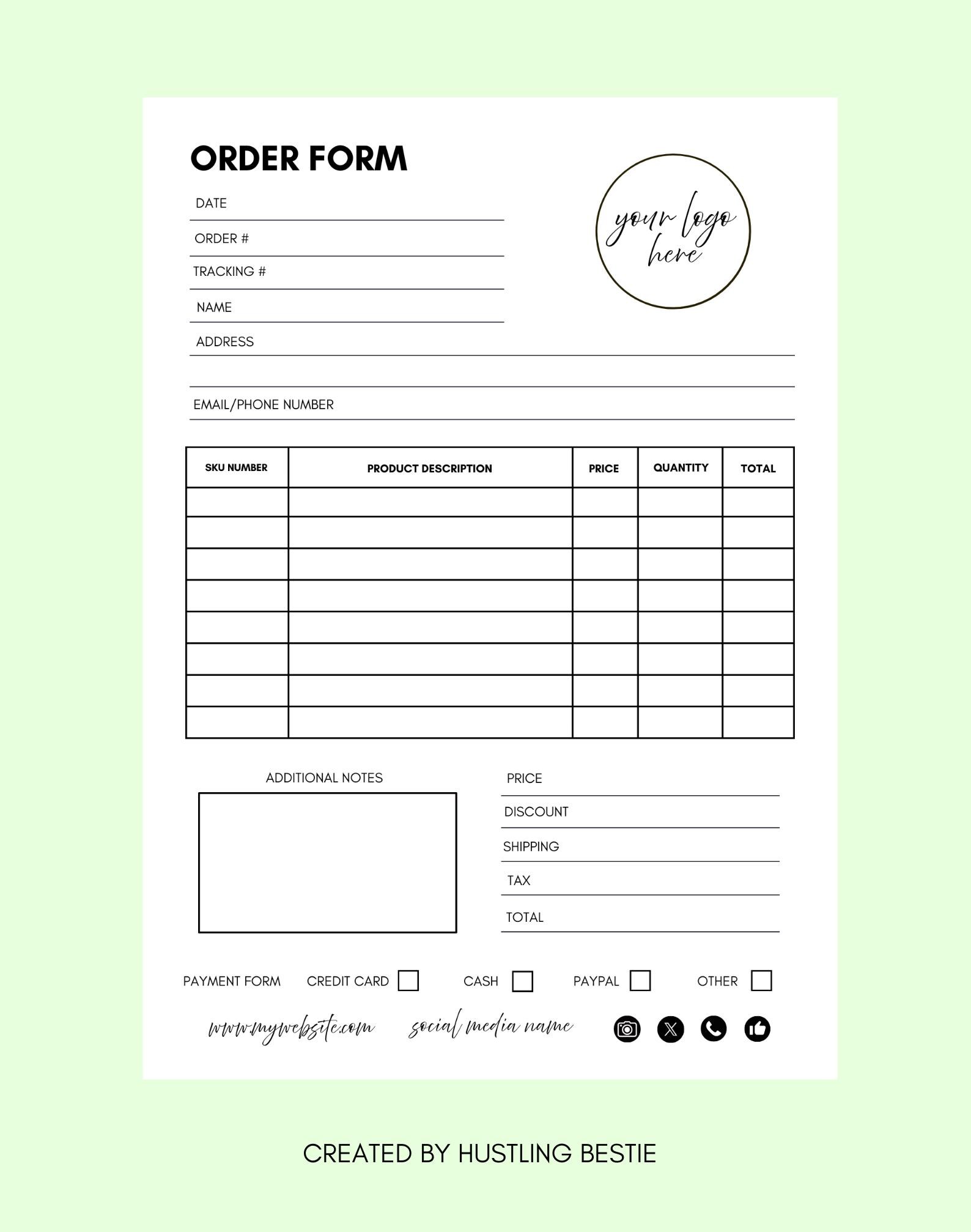 Order Form Template - Etsy