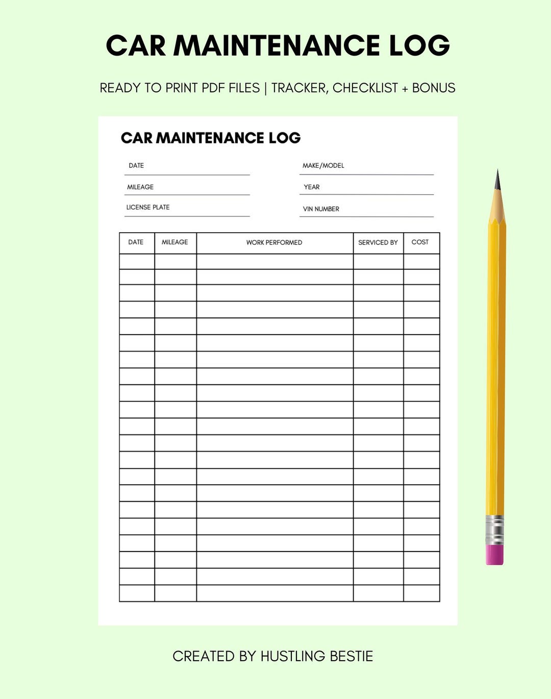 Car Maintenance Log Book - Etsy