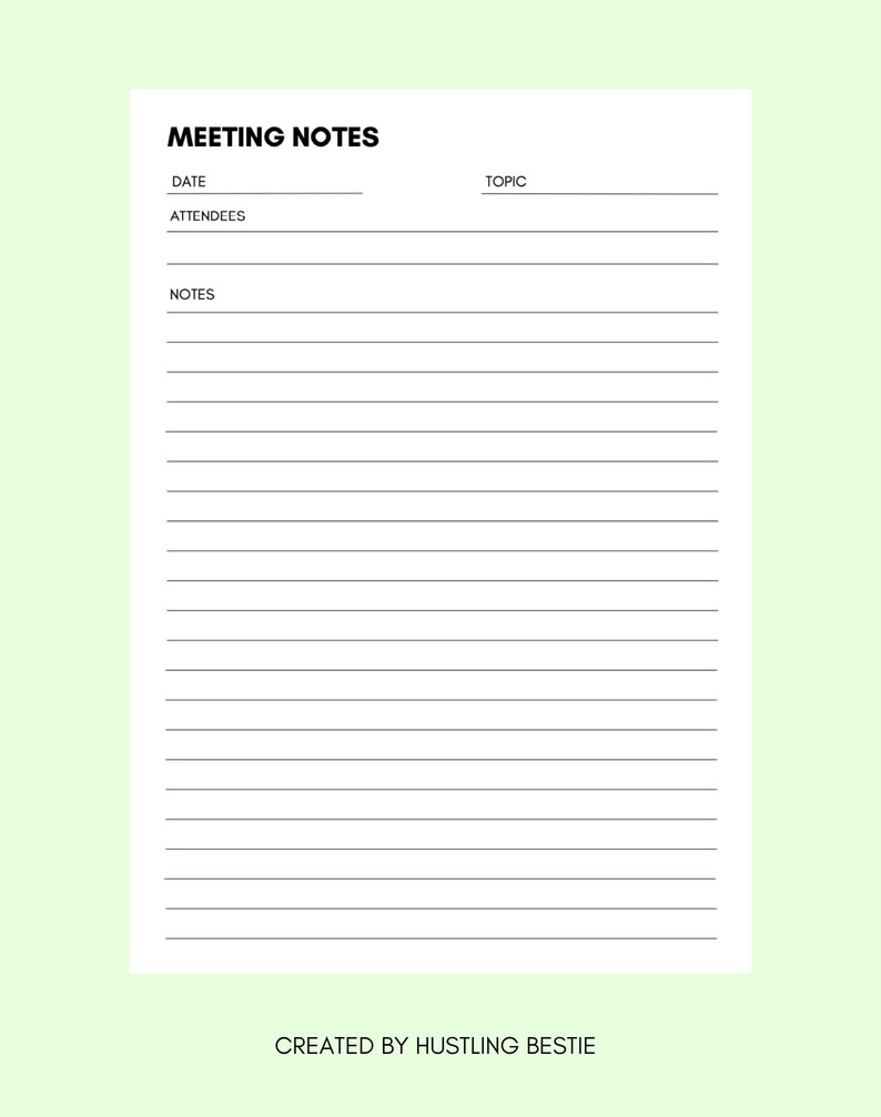 Meeting Notes Printable - Etsy