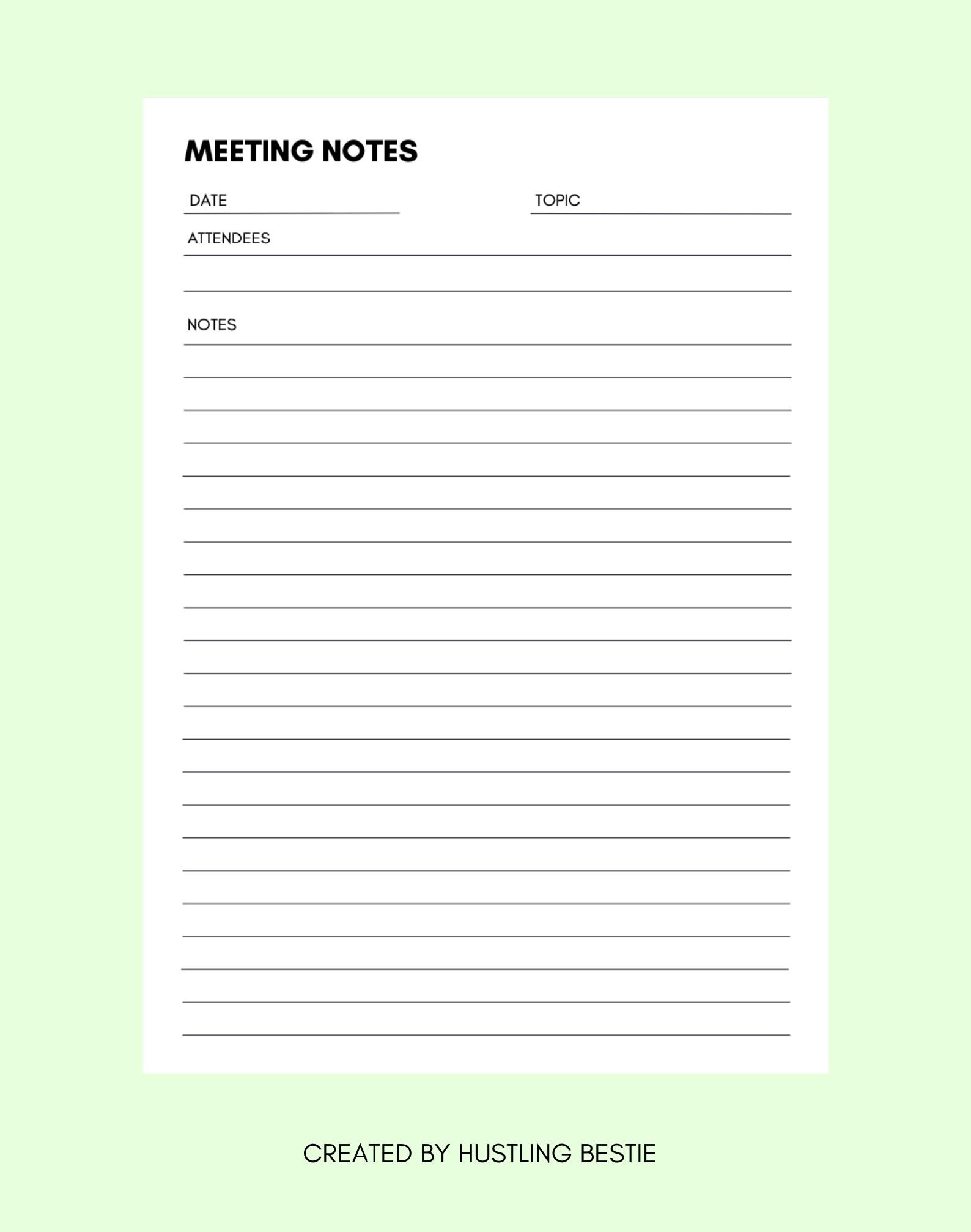 Meeting Notes Printable - Etsy