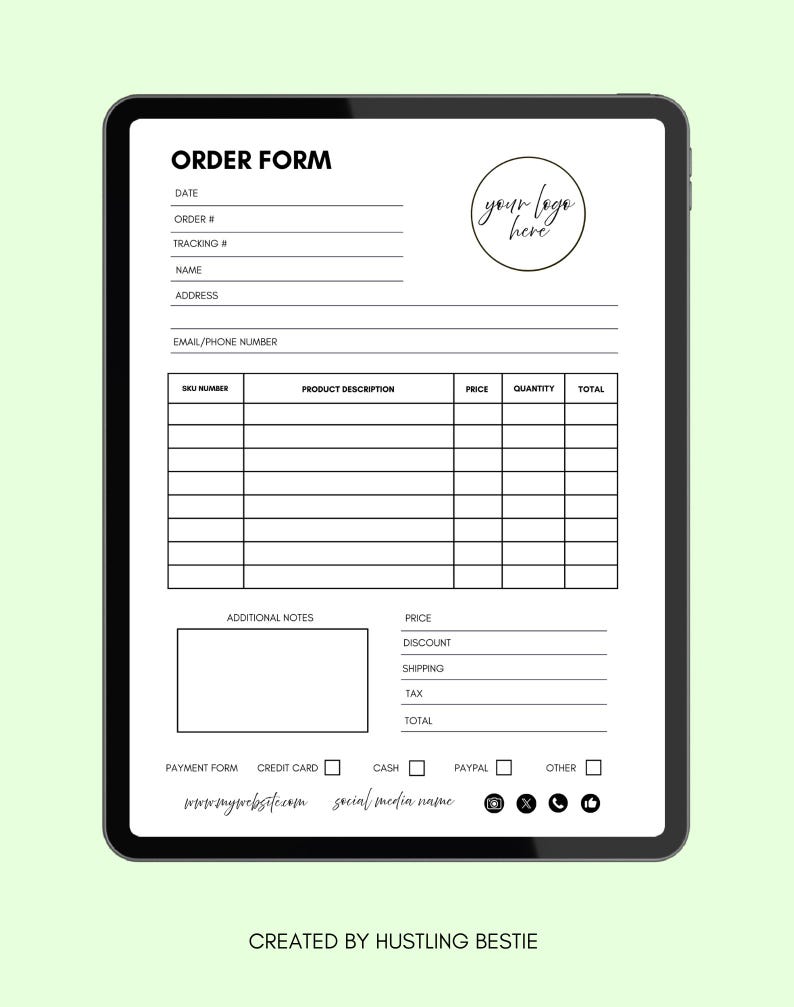 Order Form Template - Etsy