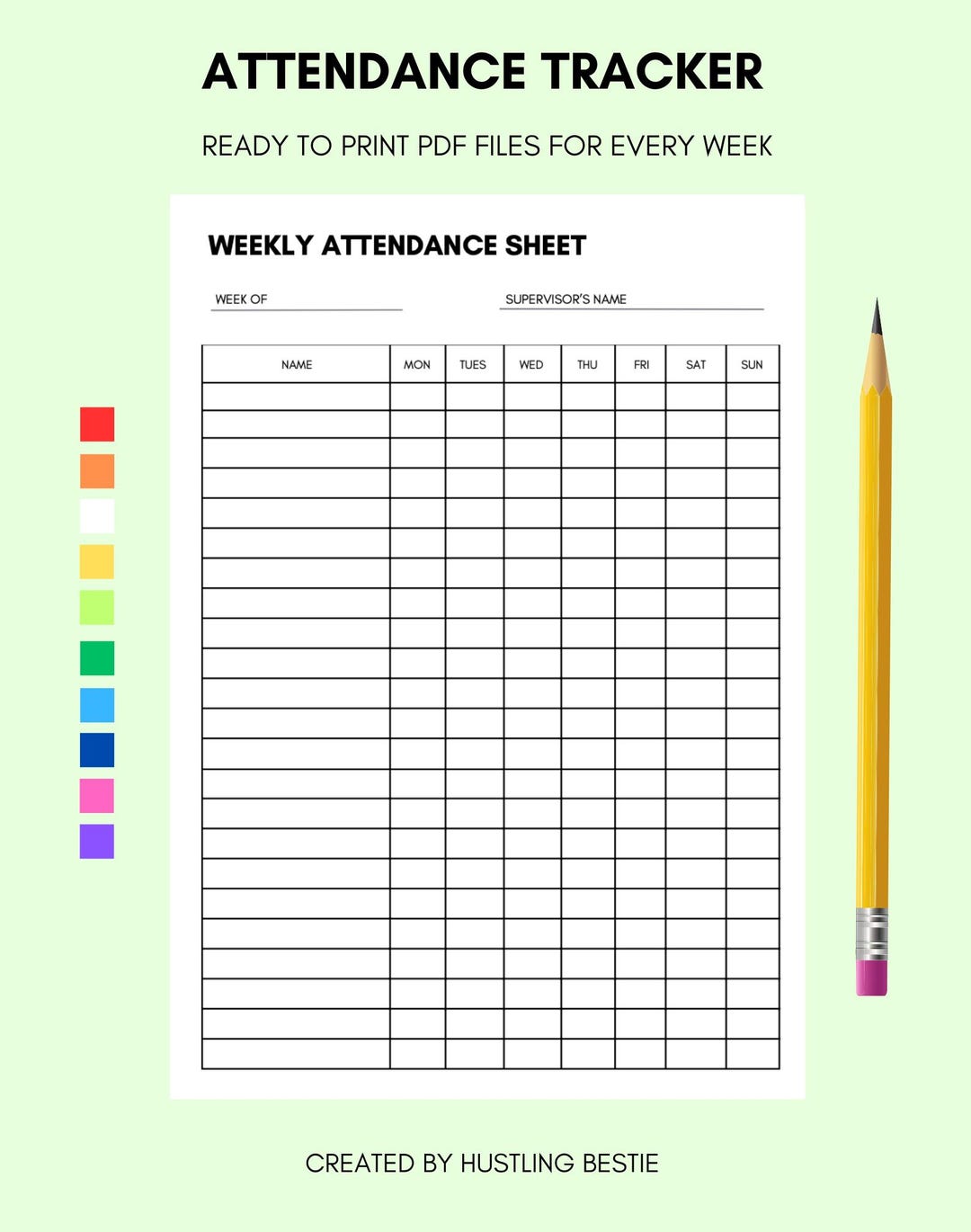 Weekly Attendance Tracker - Etsy