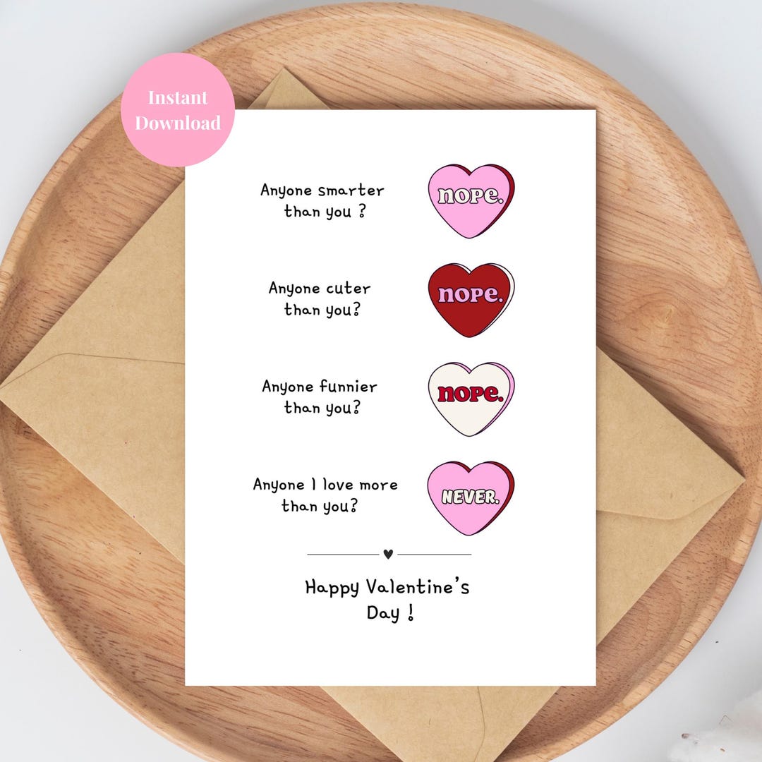 Printable Valentines Day Card, Valentines Day, Digital Love Card, Candy ...