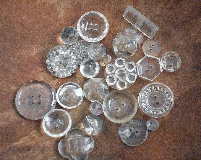 Antique Glass Button Lot 25 Clear Class Victorian Crystal and Czech ...