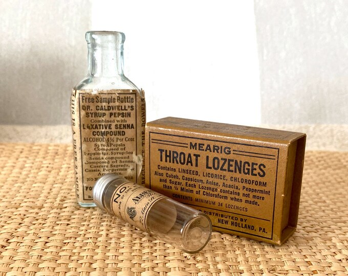 Vintage Medicine Collection Prescription Apothecary Box Glass Bottle ...