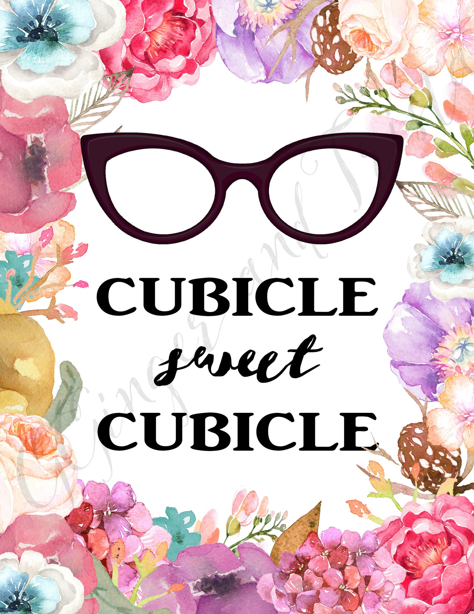Floral Cubicle Sweet Cubicle 8x10 Digital Print, Instant Download ...