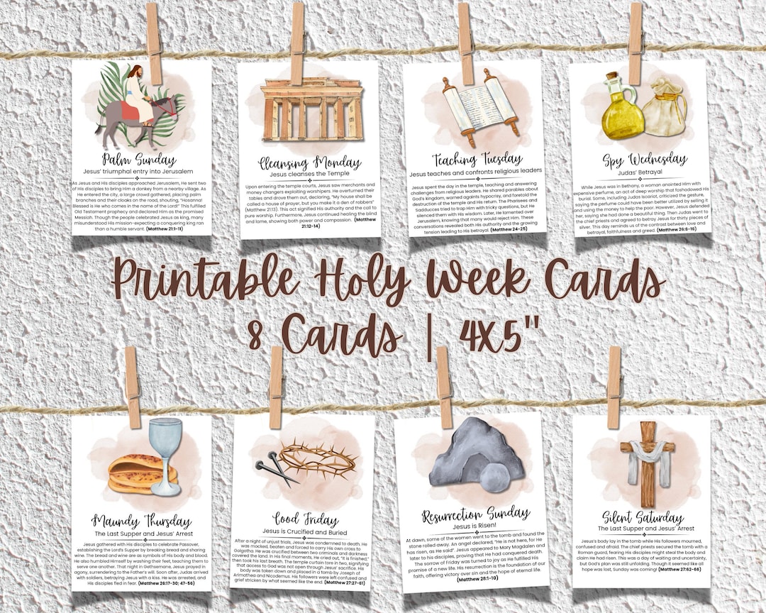 Holy Week Cards Printable, Easter Story Cards, Holy Week Countdown ...