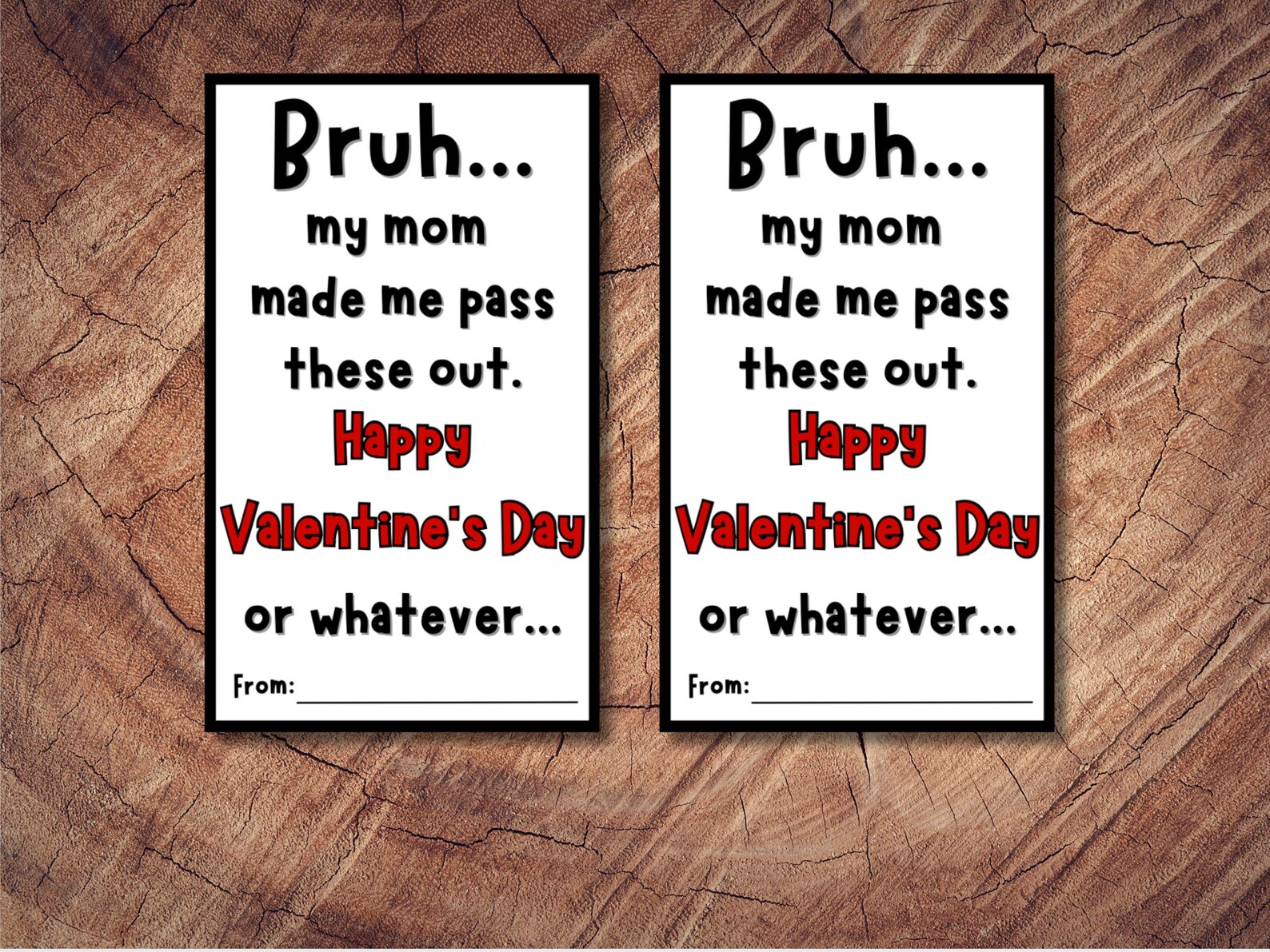 Bruh Valentines Day Cards Printable, Boy Minimalistic Cards, Classroom ...