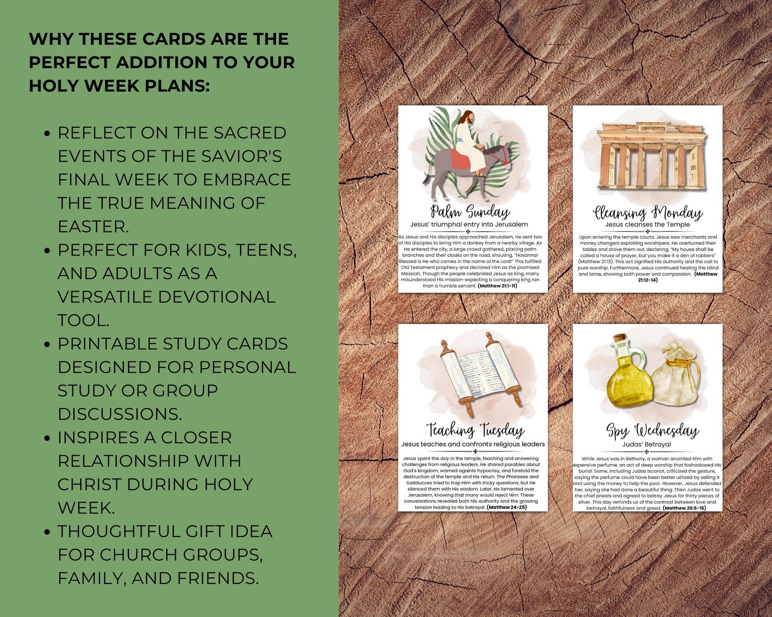 Holy Week Story Cards Printable, Easter Devotional for Kids (digital ...