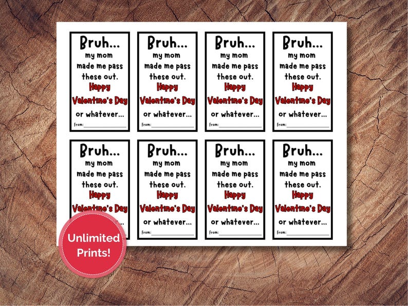 Bruh Valentines Day Cards Printable, Boy Minimalistic Cards, Classroom ...