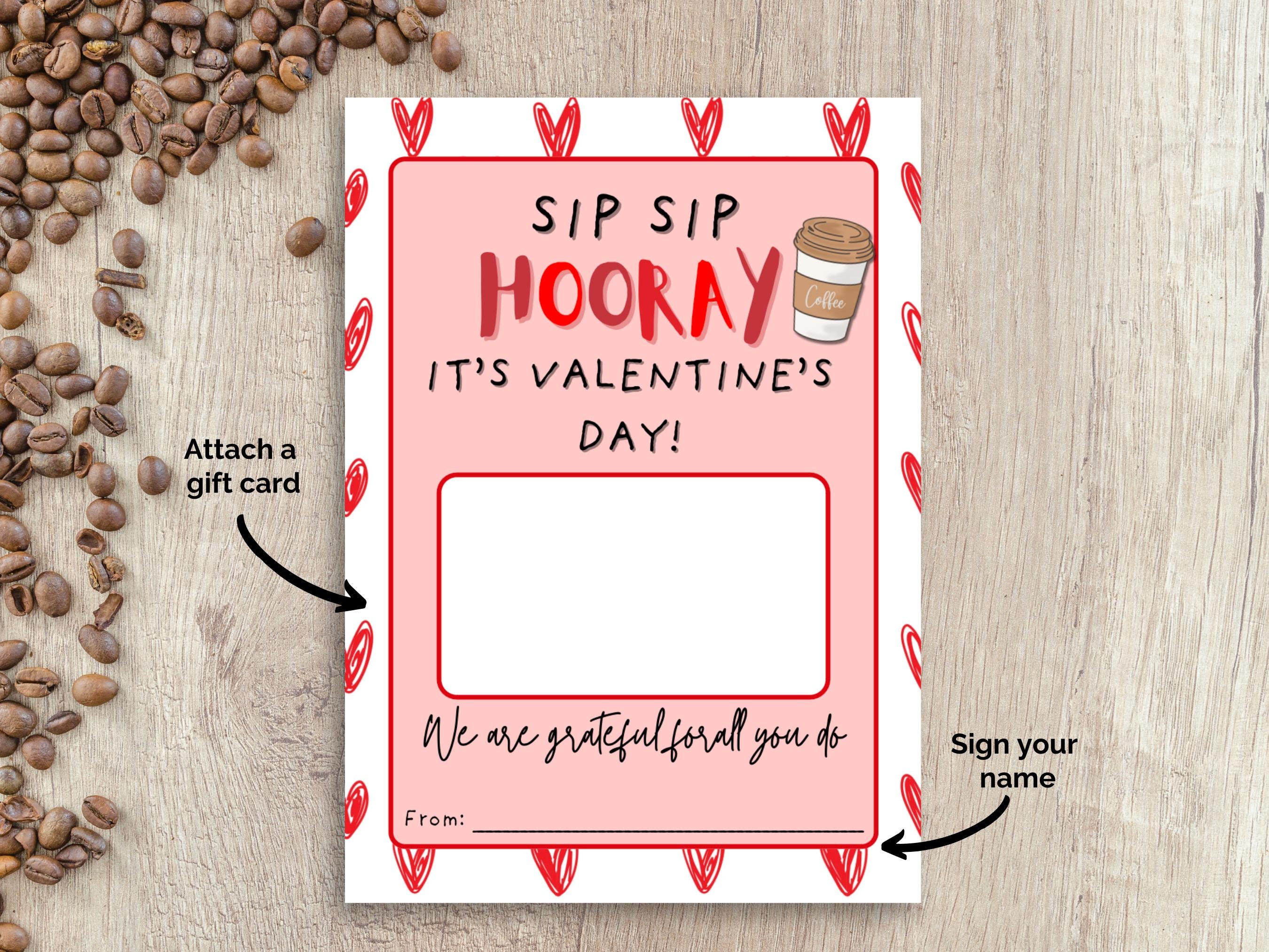 Valentine Gift Card Holder Printable, Coffee Shop Gift Teacher Card ...