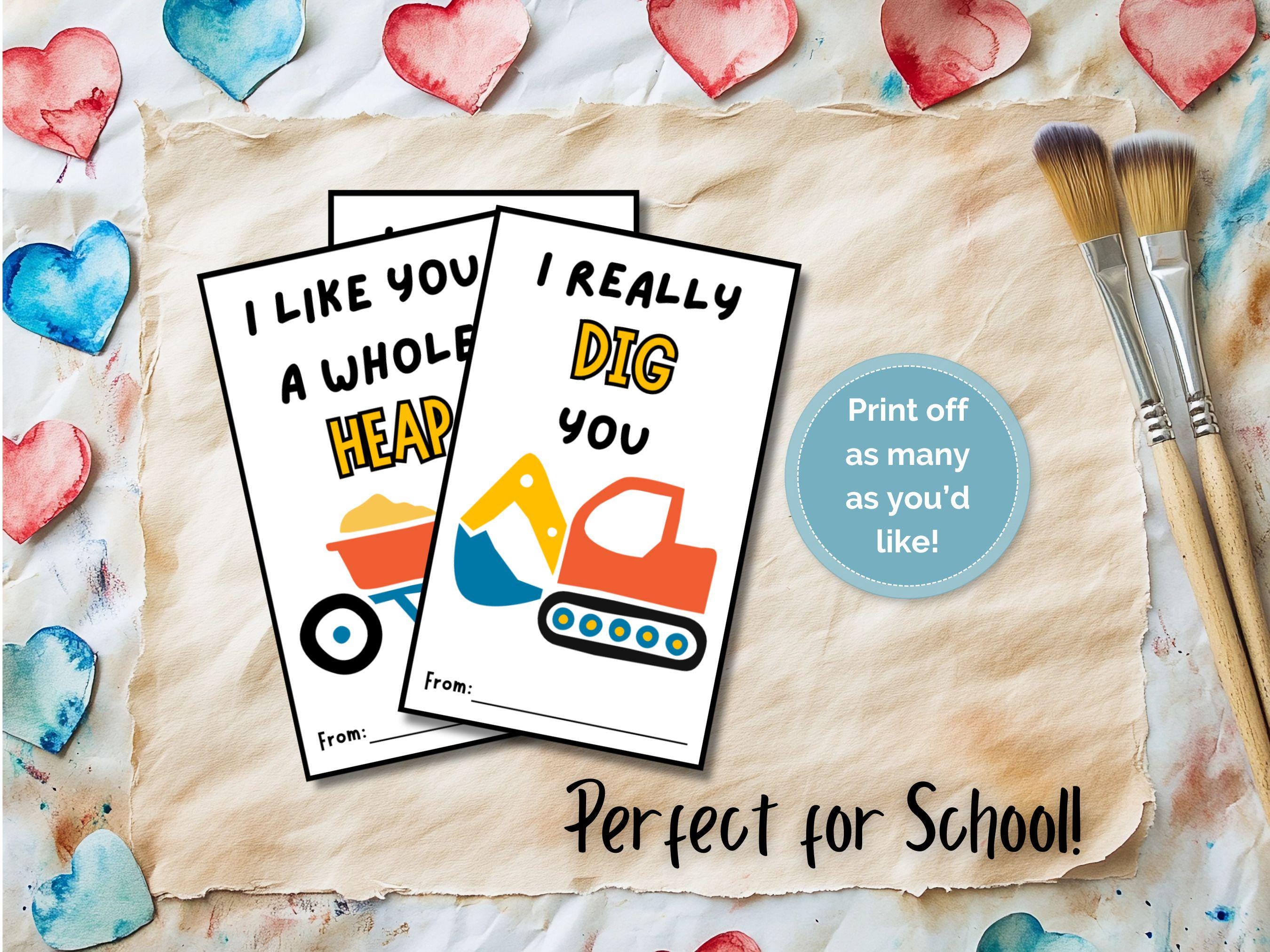 Kids Truck Valentines Day Cards, Preschool Valentines for Classroom ...
