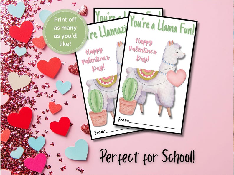 Llama Valentine Printable Cards: Perfect for Classroom Parties! DIY ...