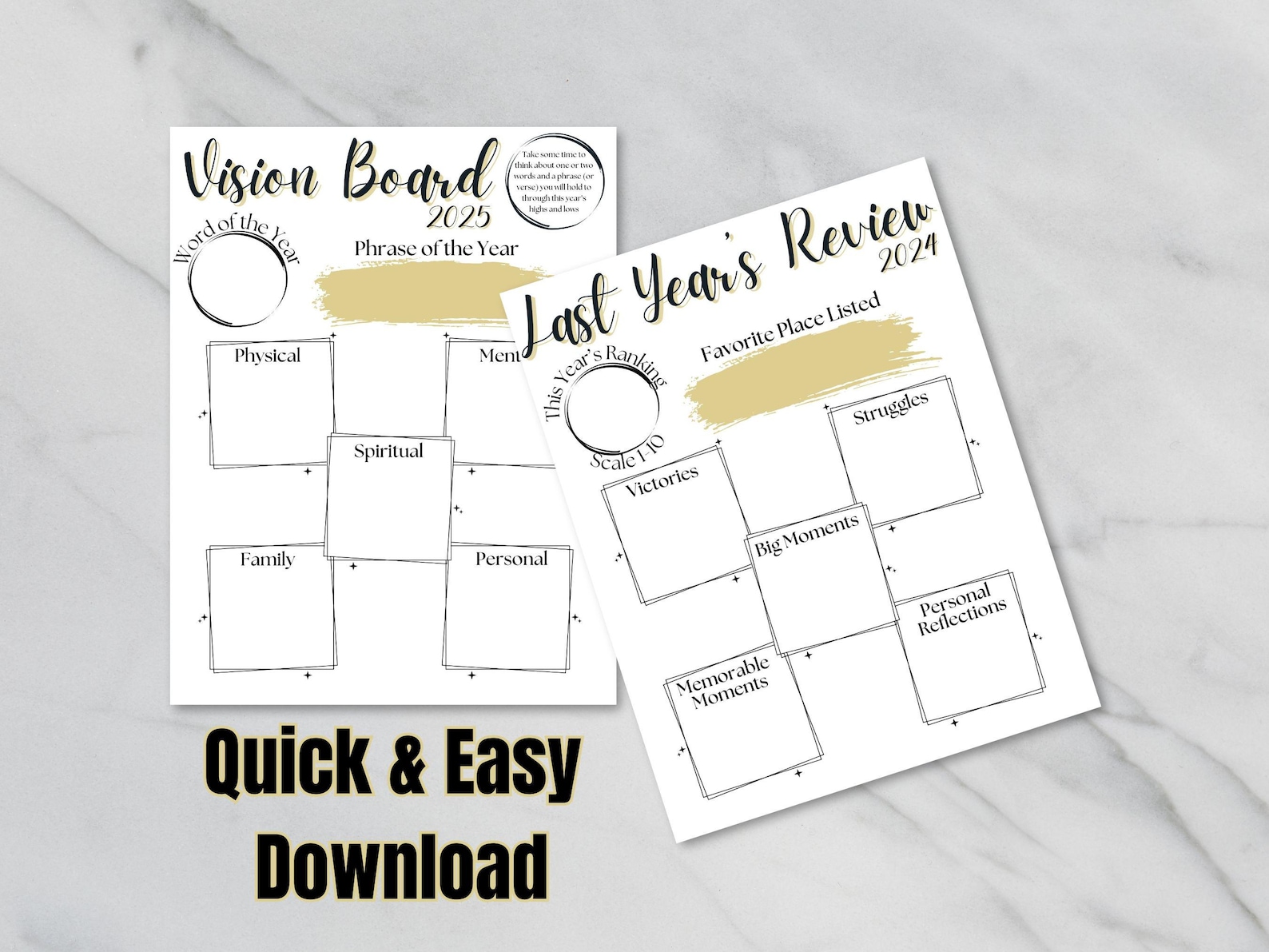 2025 Goal Planning: New Years Resolution & Year in Review Printable ...