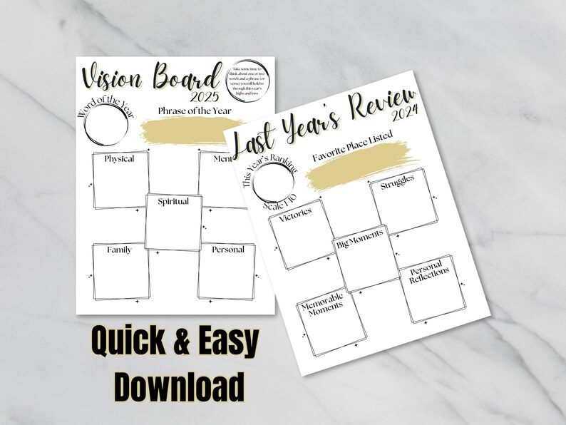 2025 Goal Planning: New Years Resolution & Year in Review Printable ...