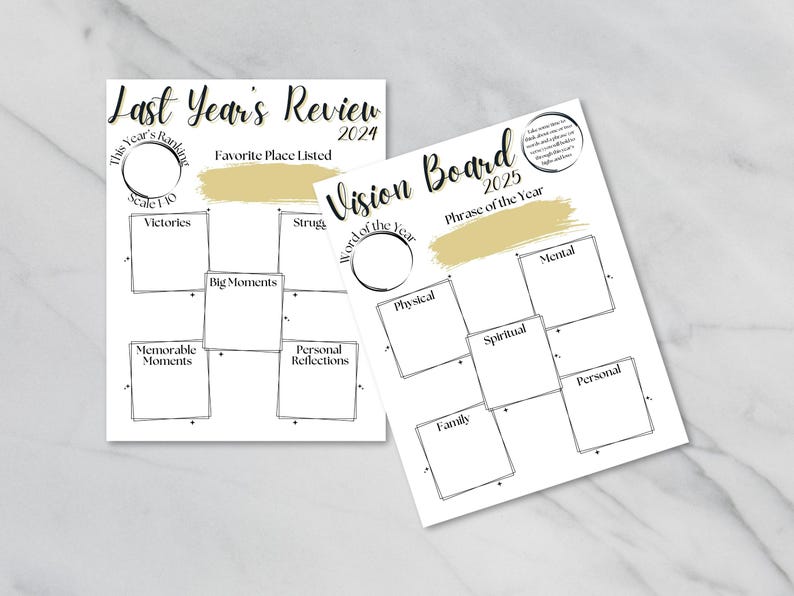 2025 Goal Planning: New Years Resolution & Year in Review Printable ...
