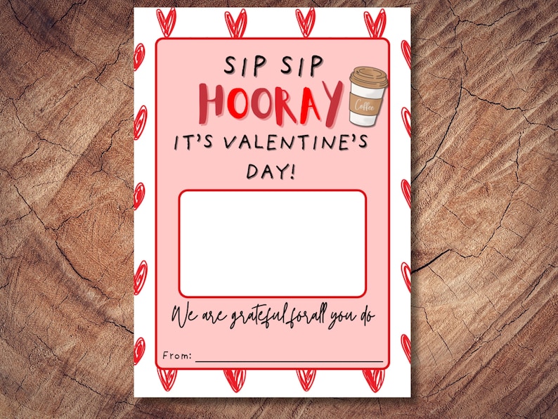 Valentine Gift Card Holder Printable, Coffee Shop Gift Teacher Card ...