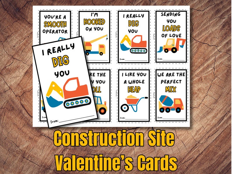 Kids Truck Valentines Day Cards, Preschool Valentines for Classroom ...