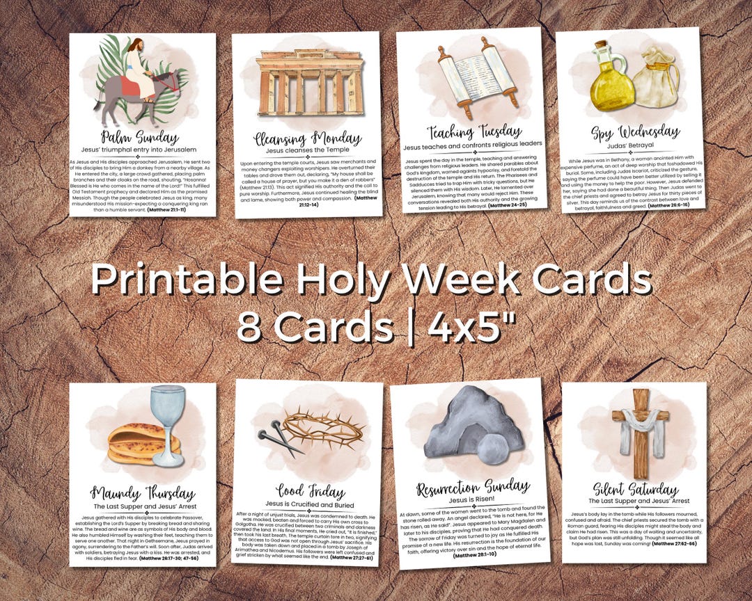 Tarjetas de Semana Santa imprimibles, tarjetas con historias de Pascua ...