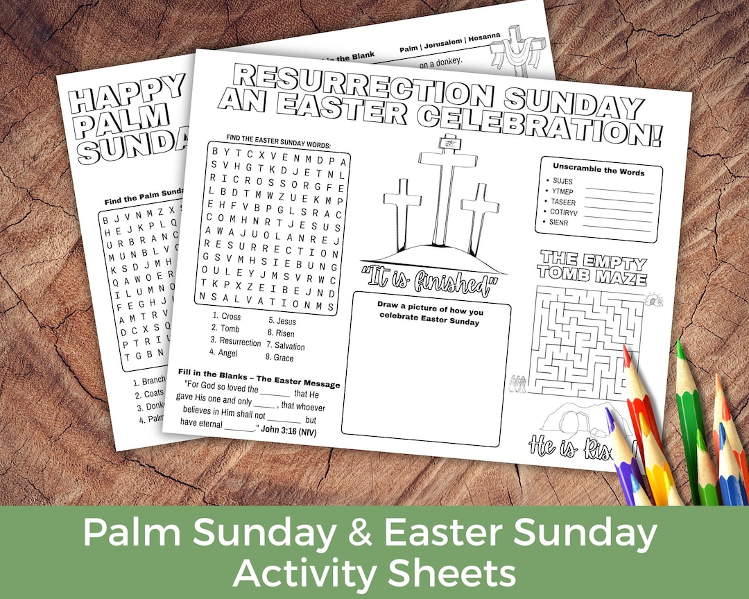 Palm Sunday Activity Printable Page, Easter Placemat, Bible Coloring ...