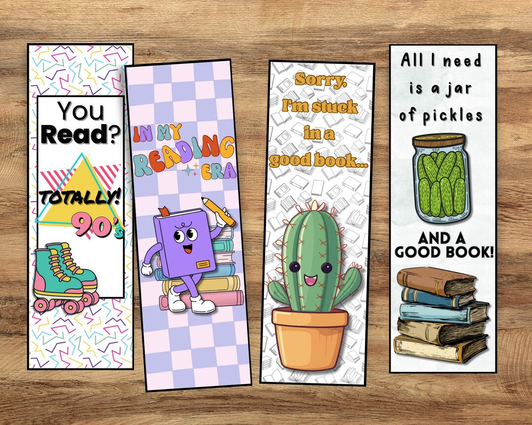 Fun Bookmarks Printable Bookmark Set for Kids, Gifts for Bookish Kids ...