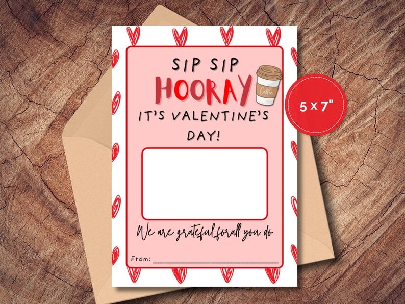Valentine Gift Card Holder Printable, Coffee Shop Gift Teacher Card ...