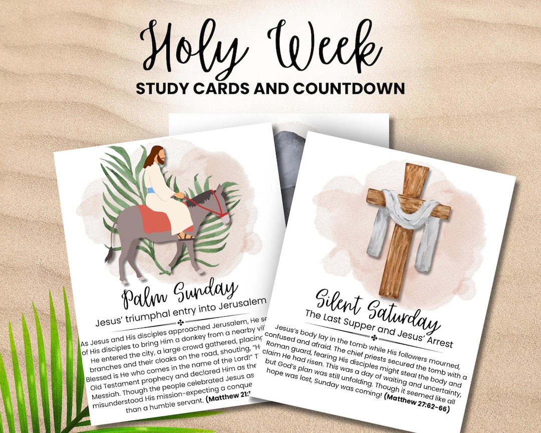 Holy Week Cards Printable, Palm Sunday Easter Devotional for Kids ...
