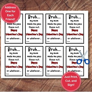 Bruh Valentines Day Cards Printable, Boy Minimalistic Cards, Classroom ...