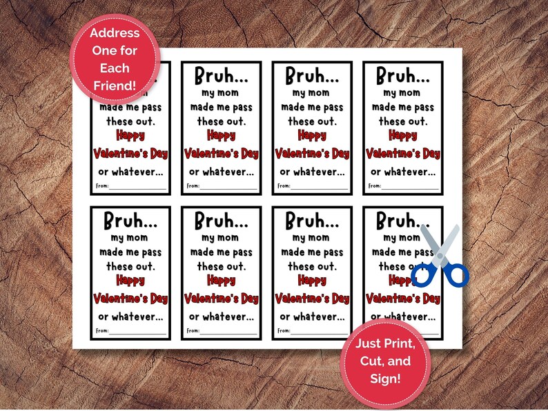 Bruh Valentines Day Cards Printable, Boy Minimalistic Cards, Classroom ...