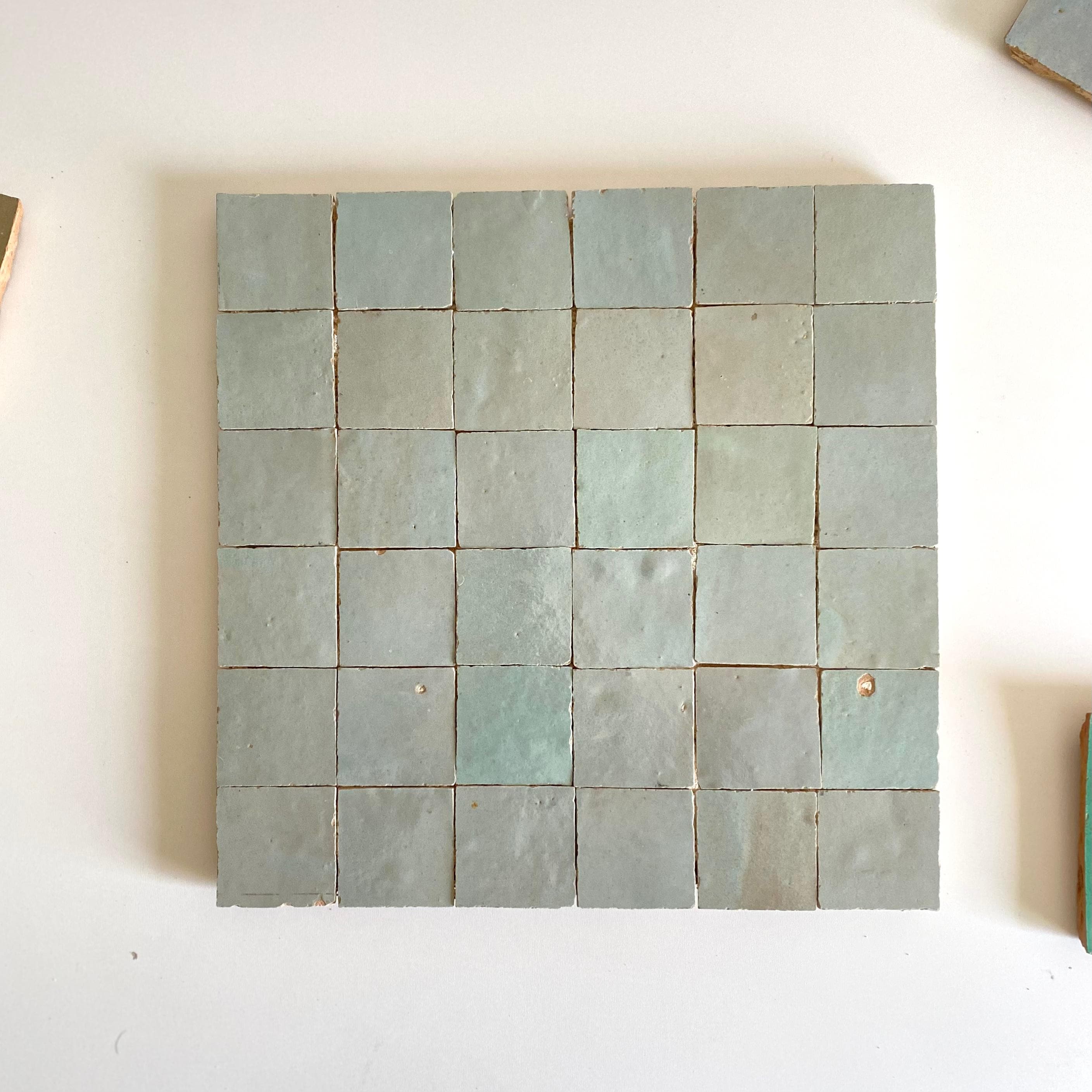2" X 2" Seafoam Green Zellige Tiles – Handcrafted Mosaic Wall & Floor ...