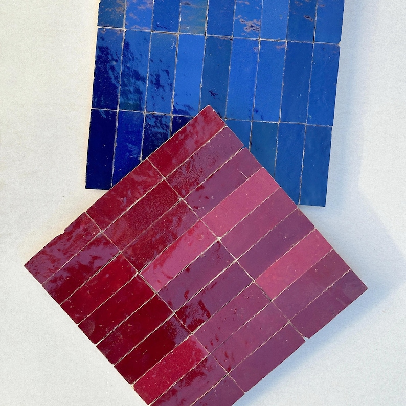 Royal Blue Zellige Tiles: 4" X 1" Handmade Moroccan Tile - Etsy