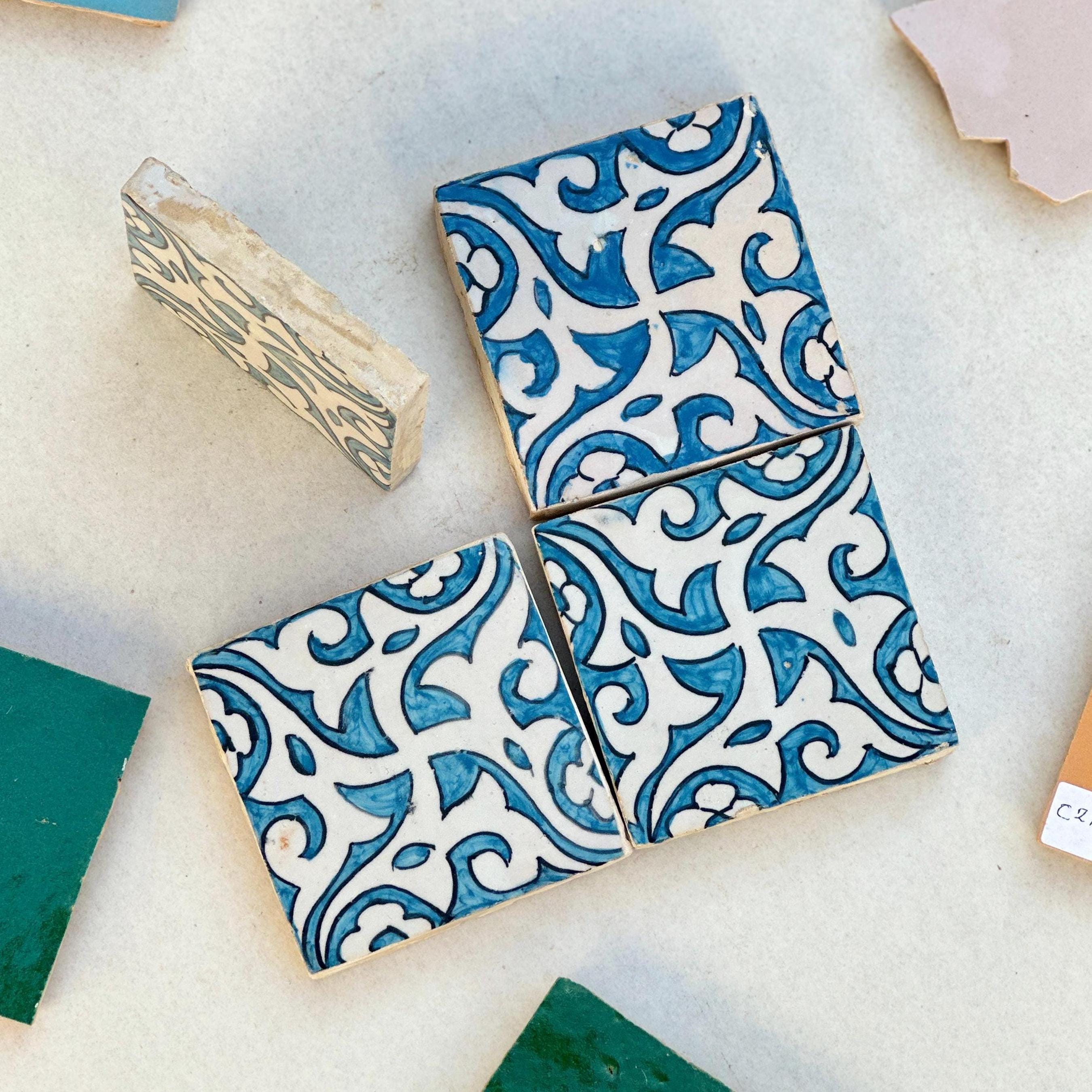 Custom 4" X 4" Handpainted Pottery Tiles - Handmade Blue Teal Clay ...