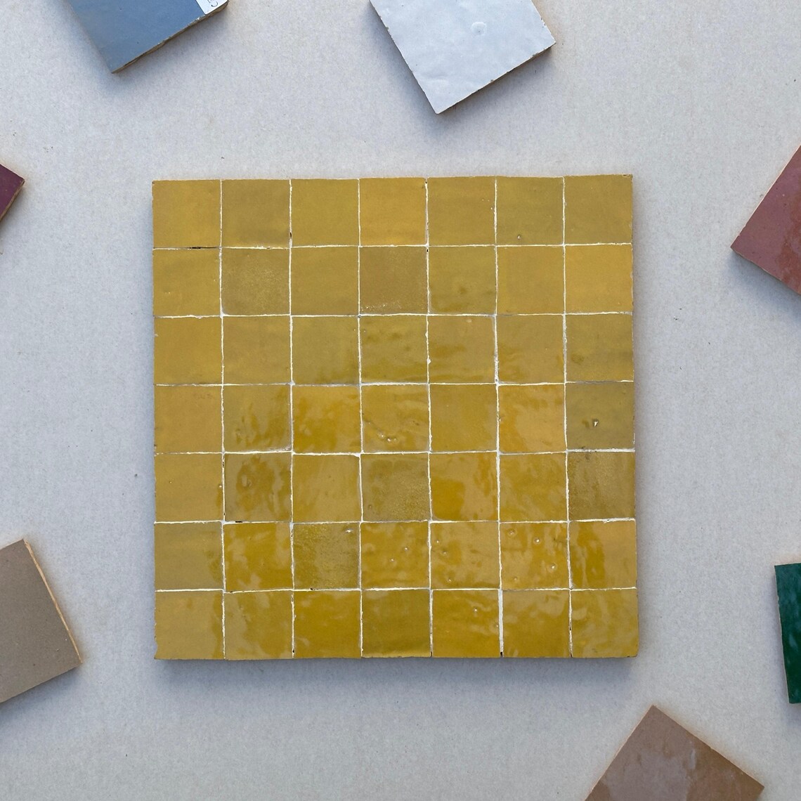 Mustard Yellow 2x2 Zellige Tiles - Etsy