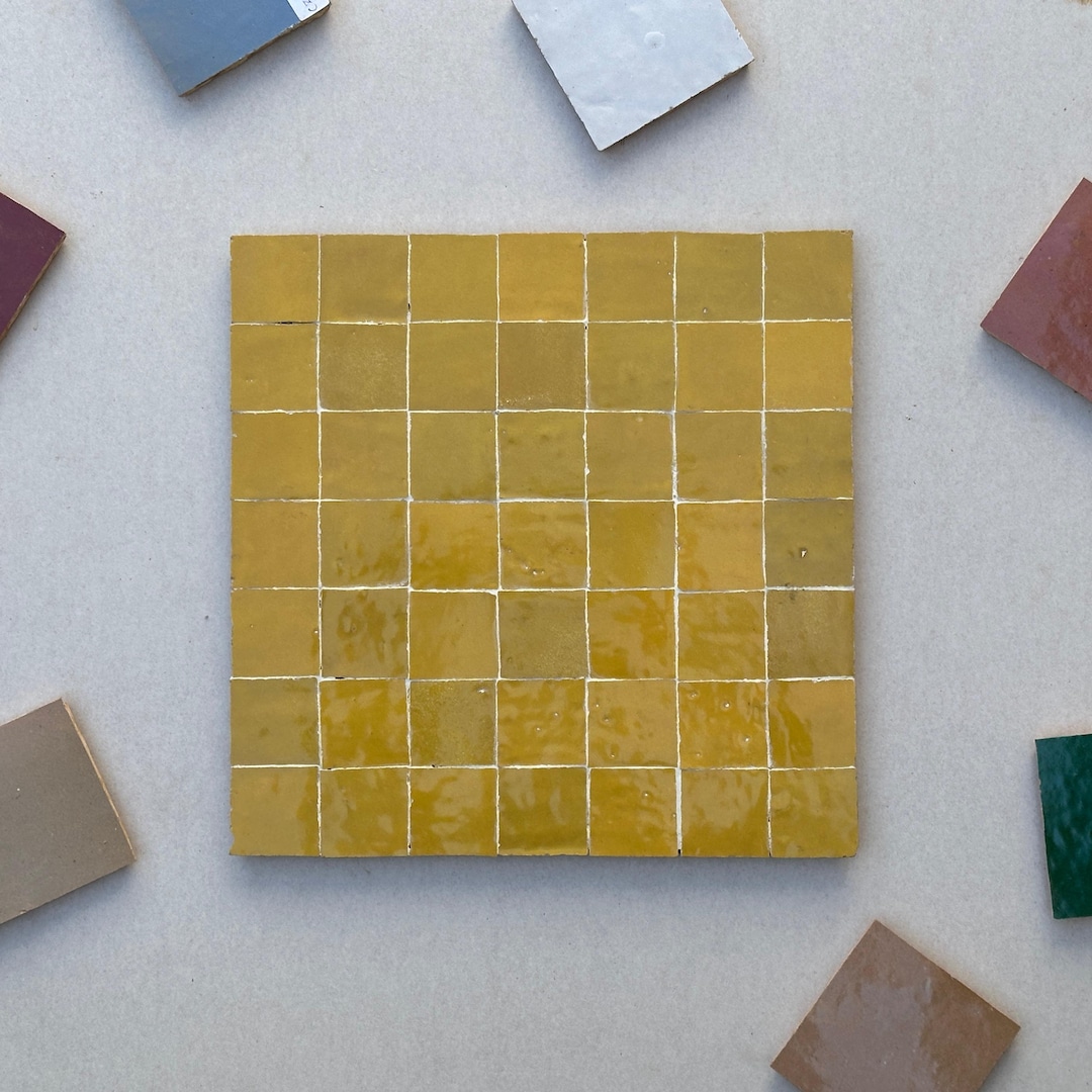 Mustard Yellow 2x2 Zellige Tiles - Etsy