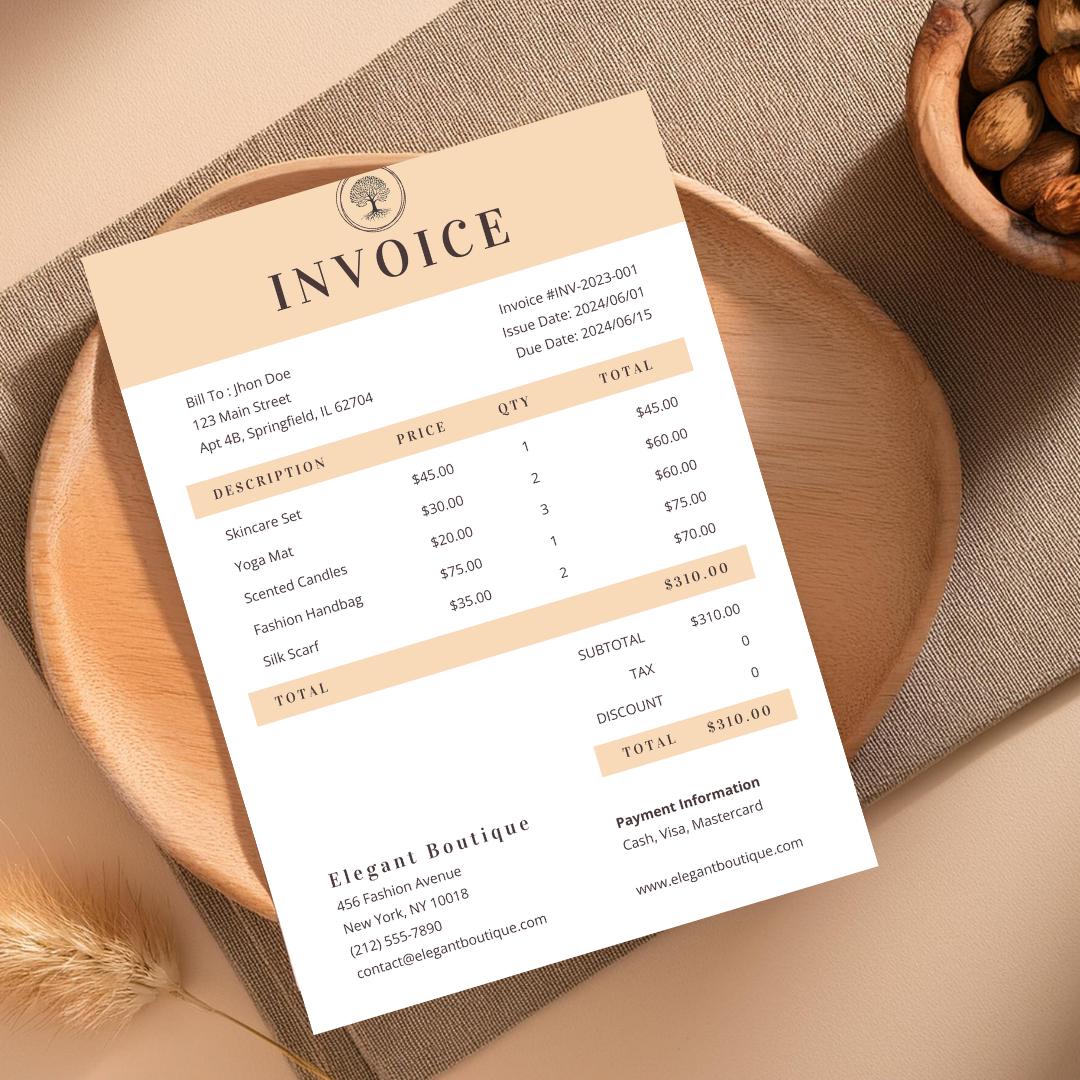 Professional Invoice Template: Customizable Billing Form (digital ...
