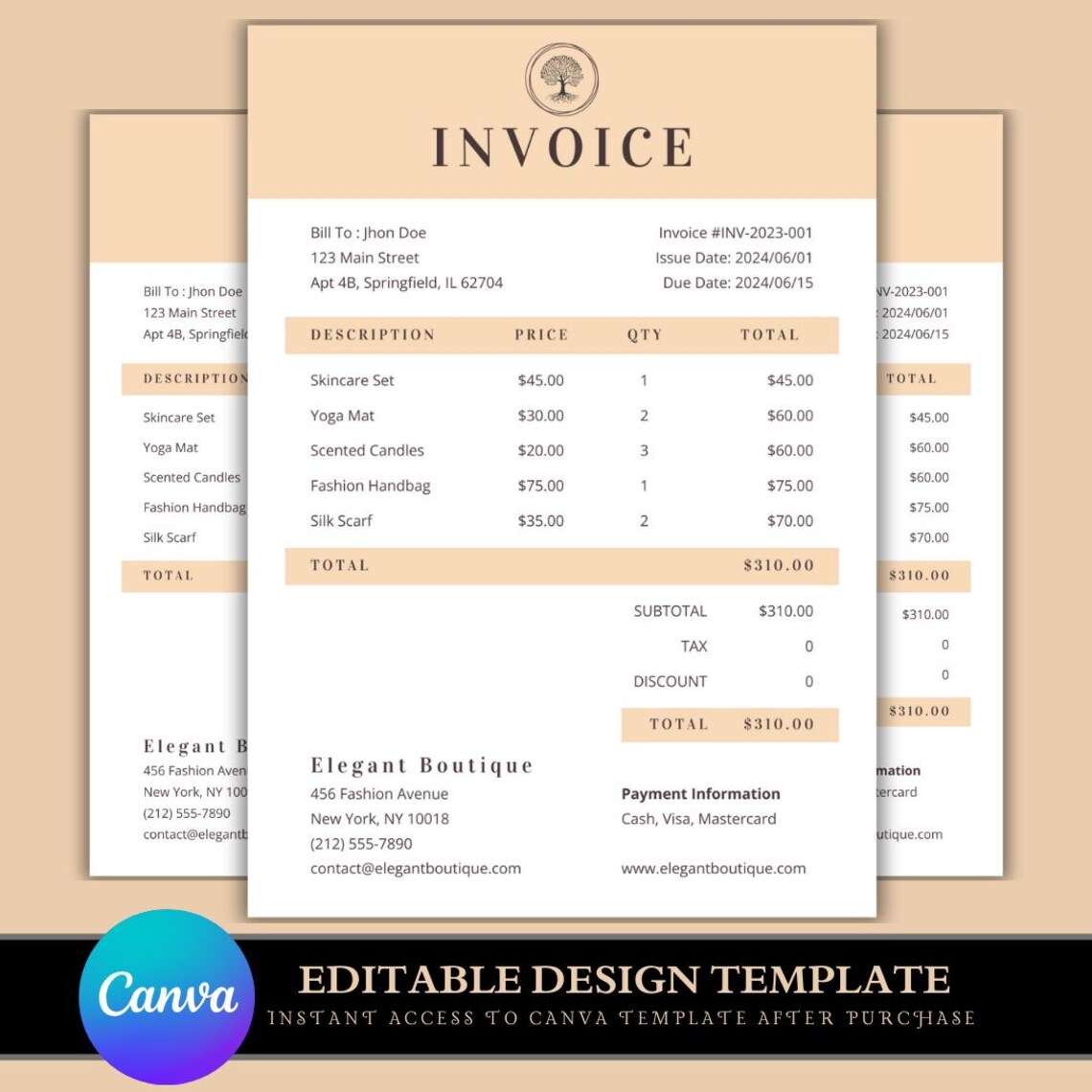 Probill Invoice Template, Professional Billing Form, Customizable ...