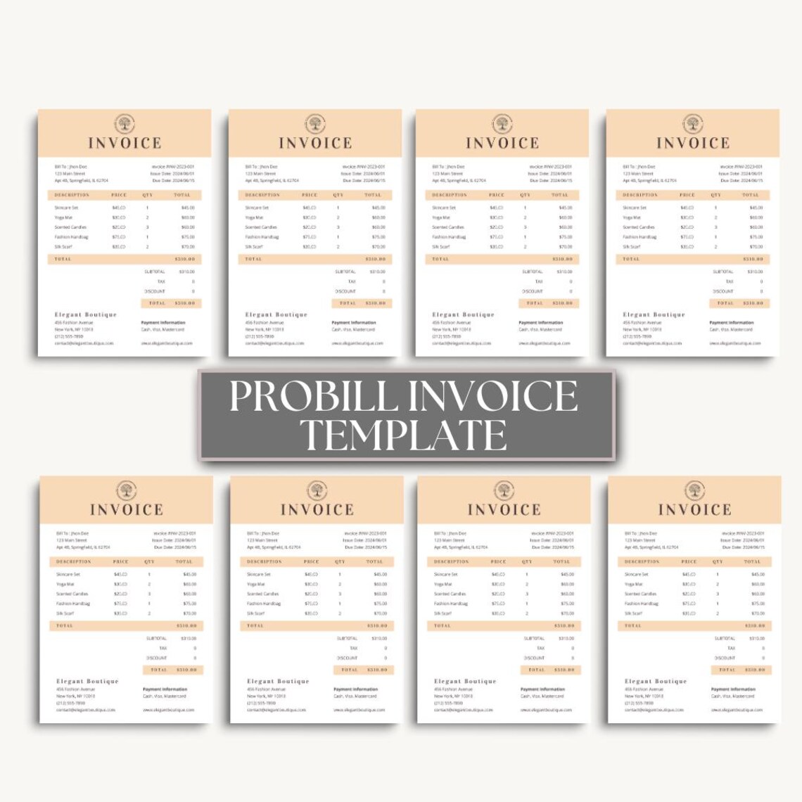 Professional Invoice Template: Customizable Billing Form (digital ...